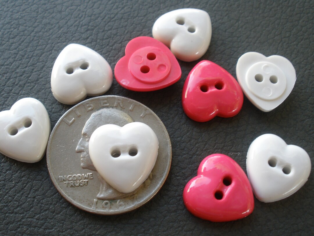 Shiny White Heart Buttons 13MM 2-hole Sew-on Sewing 20L 1/2" Crafts ...