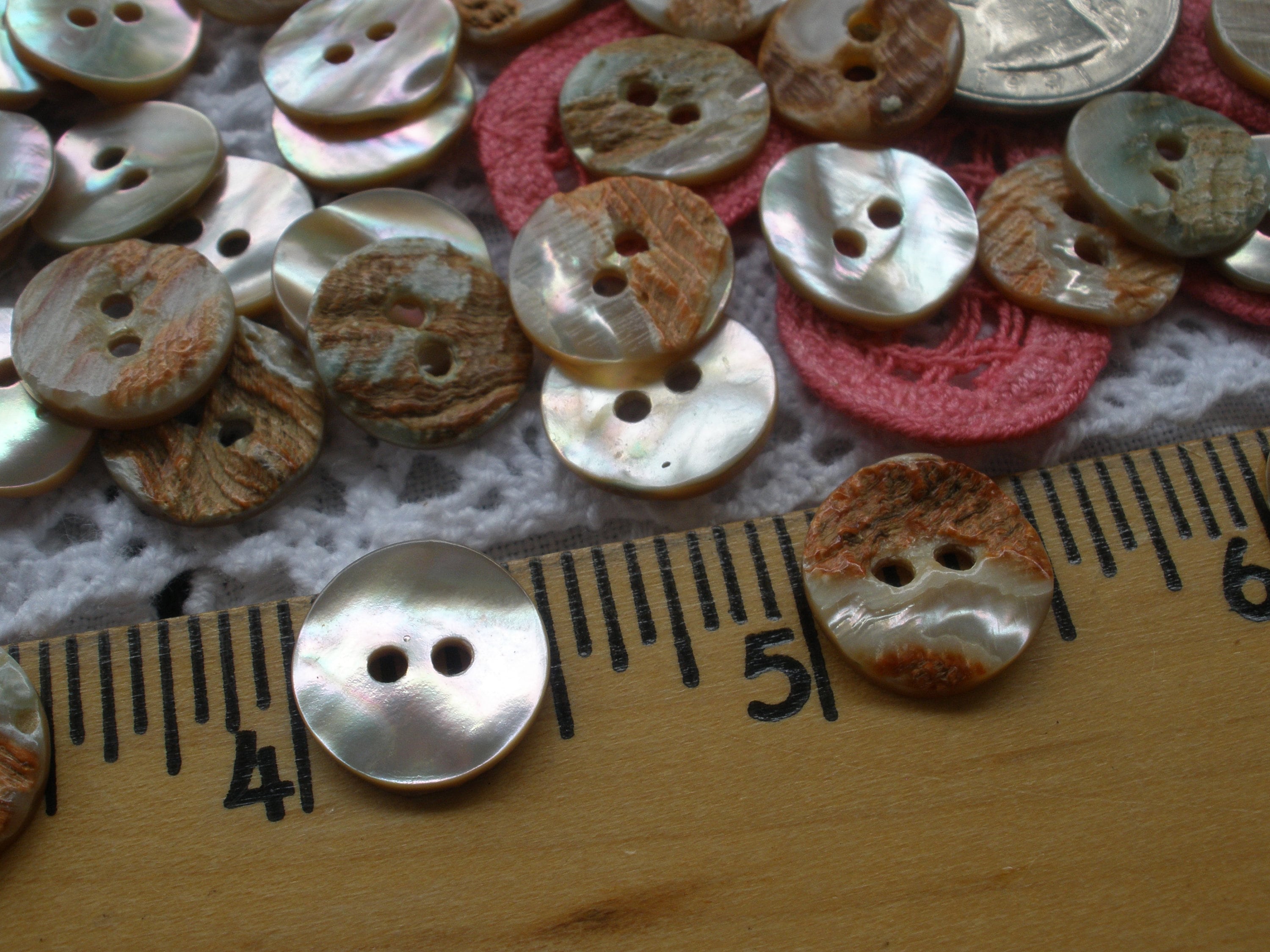 13MM Red Abalone Shell Buttons Natural 1/2" 20L Pearly Rose Rainbow MOP ...
