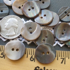 Brown Mussel Shell MOP Buttons 11/16" Curved Iridescent Natural Size ...