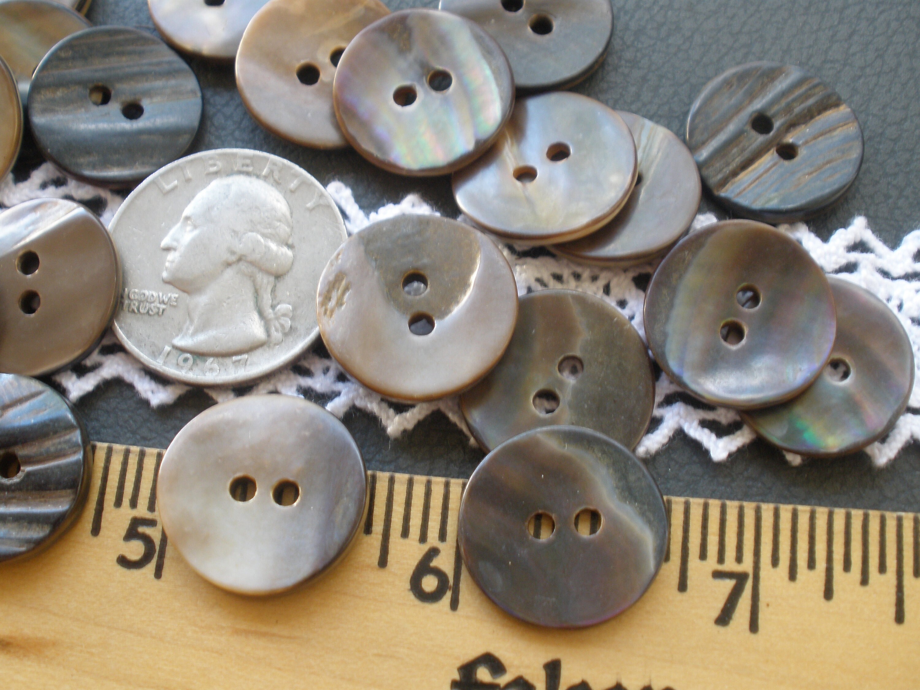 Brown Mussel Shell MOP Buttons 11/16 Curved Iridescent - Etsy