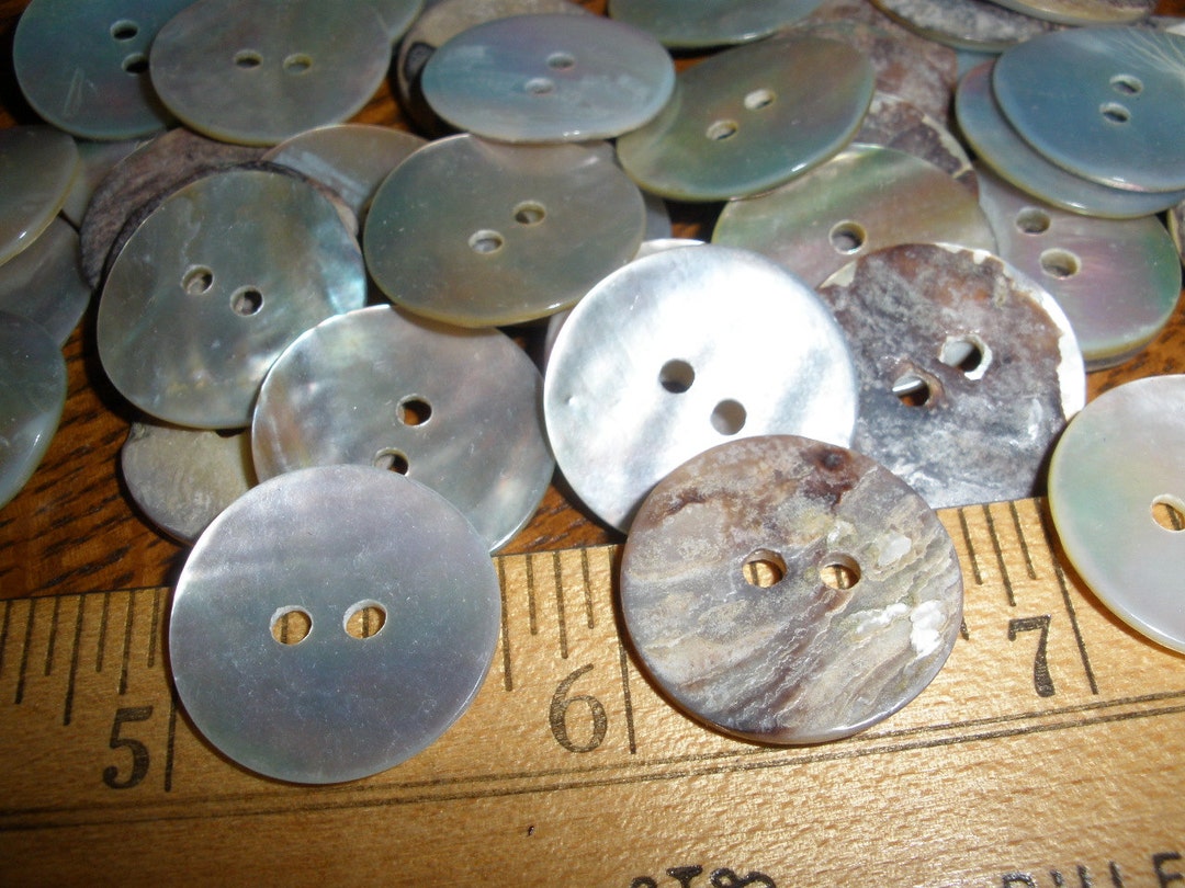 MOP Shell Buttons Natural Pearly 19mm 3/4" Buttons Size 30L 2 Hole Sew ...