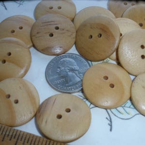Rounded Wooden Buttons 25MM Light Wood Clear Finish 40L 1" Natural 2 ...