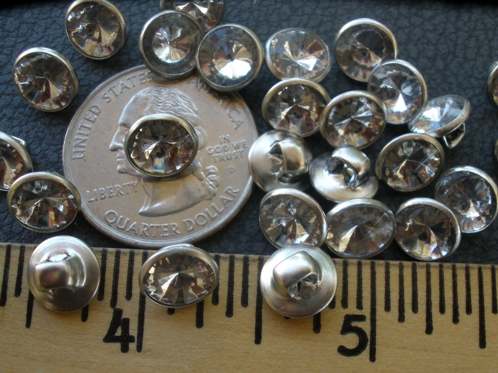 8MM Acrylic Rhinestone buttons faceted Clear silver color | Etsy