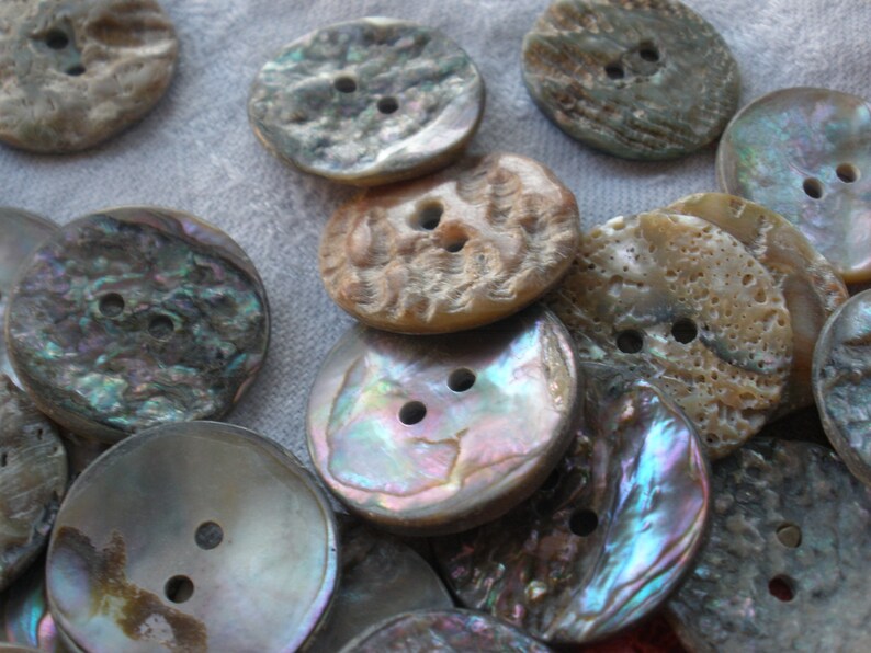 Rustic Unpolished 25MM Rainbow Abalone Shell Buttons Natural 1 Inch 40L ...
