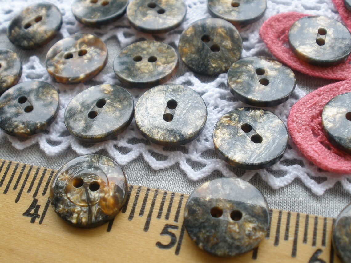 Vintage Gold Foil Buttons Art Deco Iridescent Gold in Black 5/8" (24L ...