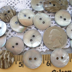Pearl Smoke Real Shell Buttons MOP Natural 17MM 11/16" Buttons Size 28L ...