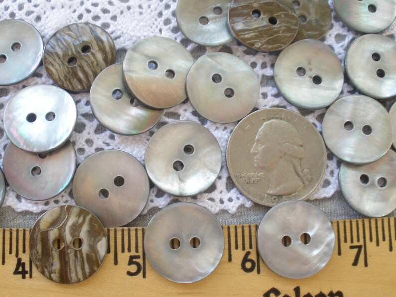 Pearl Smoke Real Shell Buttons MOP Natural 17MM 11/16" Buttons Size 28L ...