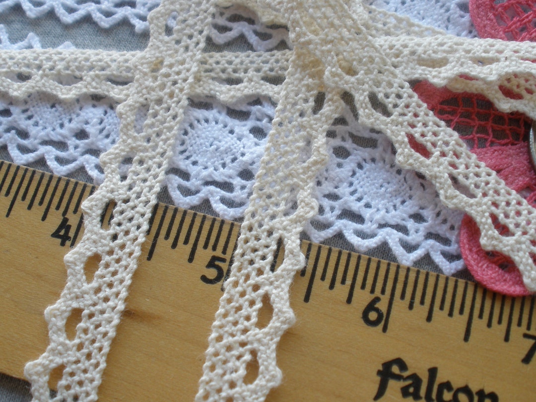 Ecru Cotton Crochet Chevron Edge Lace Trim 7/16" 11MM Wide Natural ...