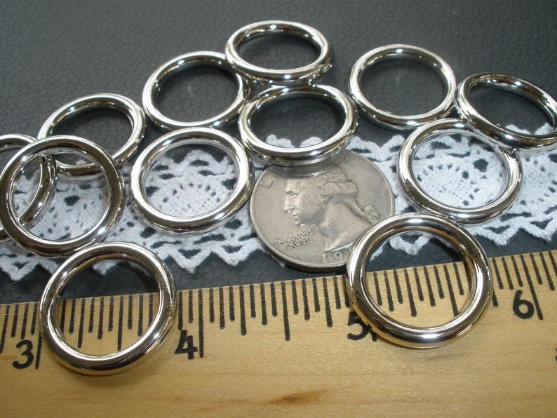 16mm ID / 22mm OD Silver Color Plastic O-rings Round 5/8" Opening 12 ...