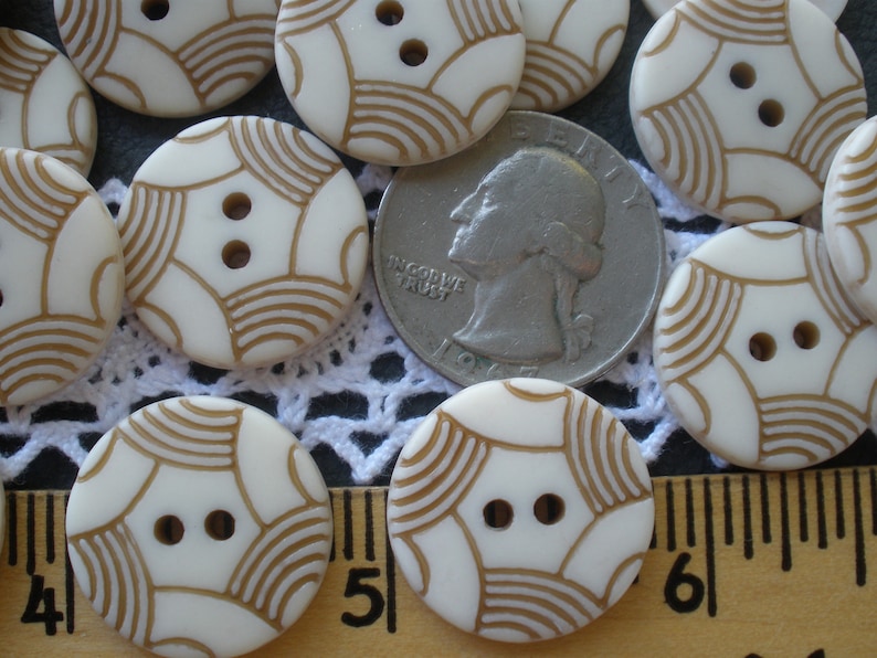 Art Deco Pattern Faux Bone Plastic Buttons 12 Pcs Size 32L 13/16" 20MM ...