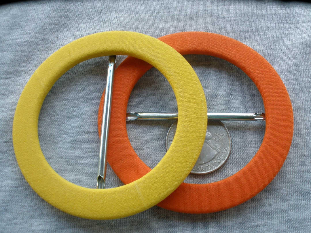 Sunshine Yellow or Spring Orange Fabric Covered Buckle Scarf Slide 2 ...