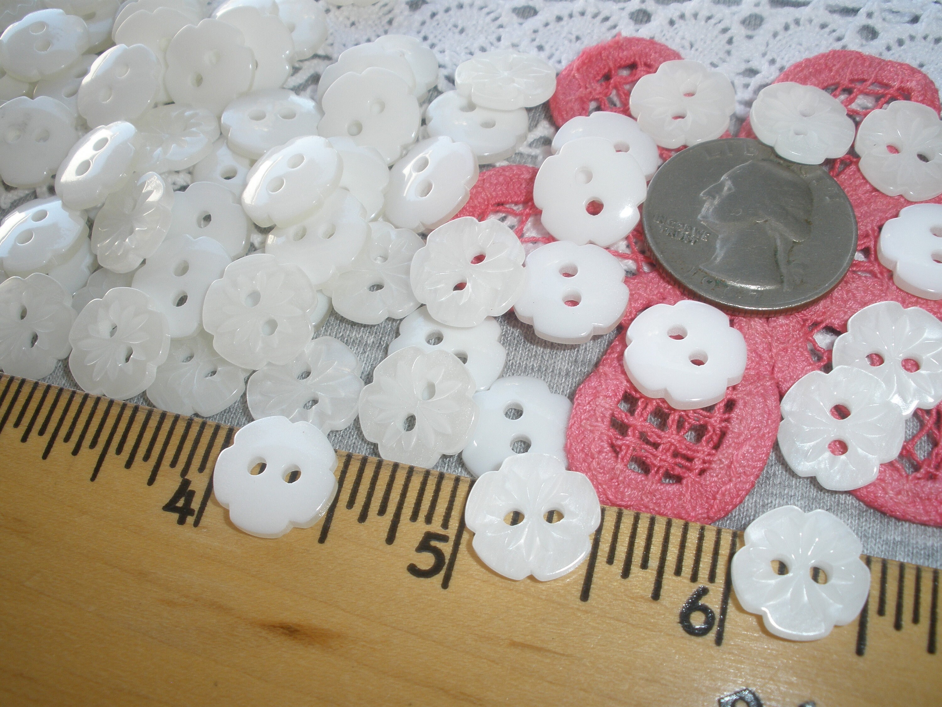 Scrapbooking Craft Supplies & Tools 13MM Carved Flower Shape Pearlized Frost White Plastic ...