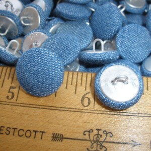 Denim Fabric Cover Buttons 12 Each 5/8" Blue Cloth Covered Shank ...