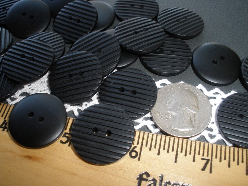 22MM or 25MM Textured Carved Matte Black Plastic Buttons 36L 7/8" 40L 1 ...