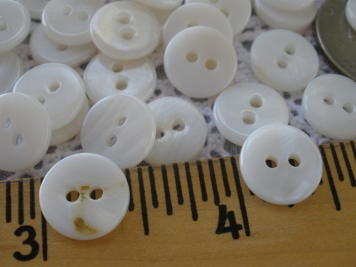 Thick Freshwater Shell MOP Buttons Pearl White 18L 7/16" 11MM 2-hole ...