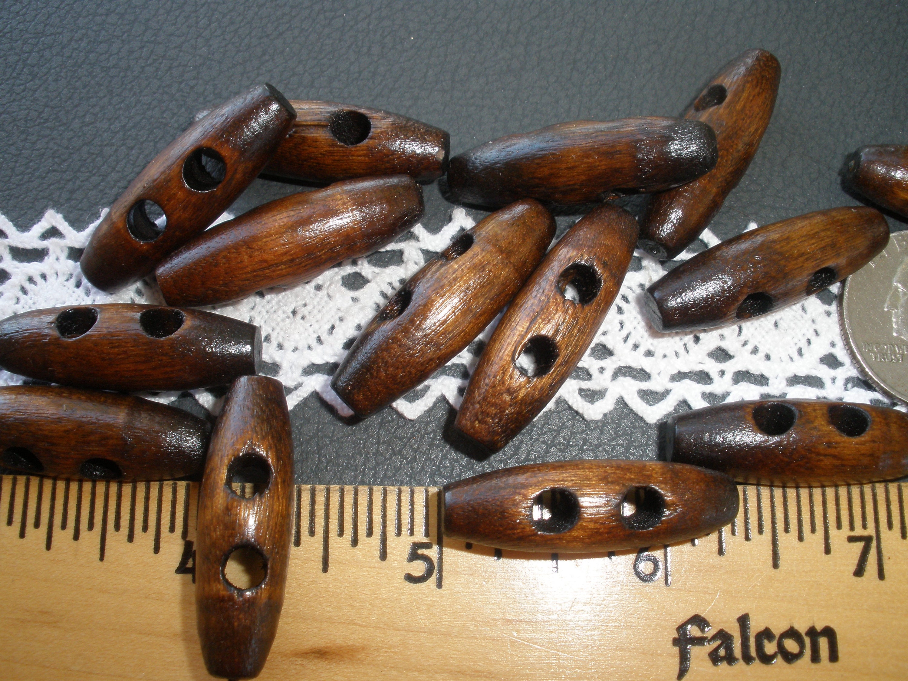 32MM Brown Wood Toggle Coat Buttons Sweater Closure 1.25