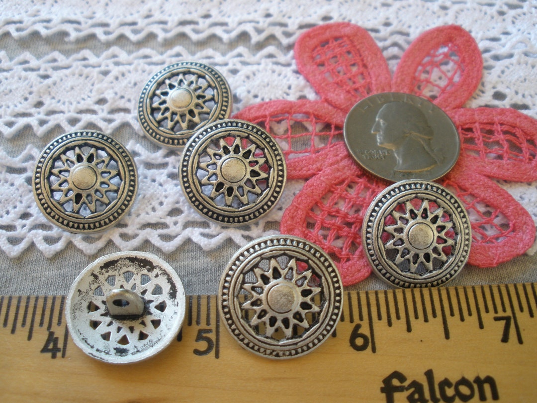 Pierced Metal Filigree Sun Buttons 13/16" Shank (20.5MM 32L) Antique ...