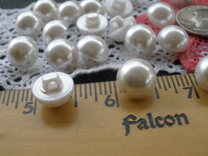 13MM White Half Pearl Plastic Shank Buttons Shabby Wedding Chic Buttons ...