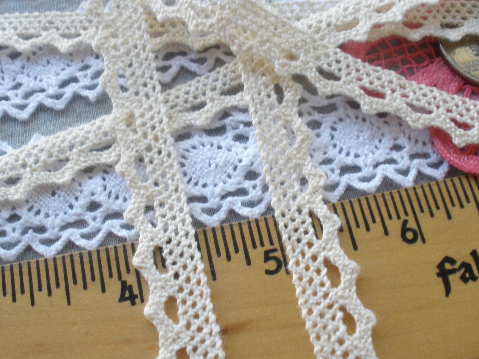 Ecru Cotton Crochet Chevron Edge Lace Trim 7/16" 11MM Wide Natural ...