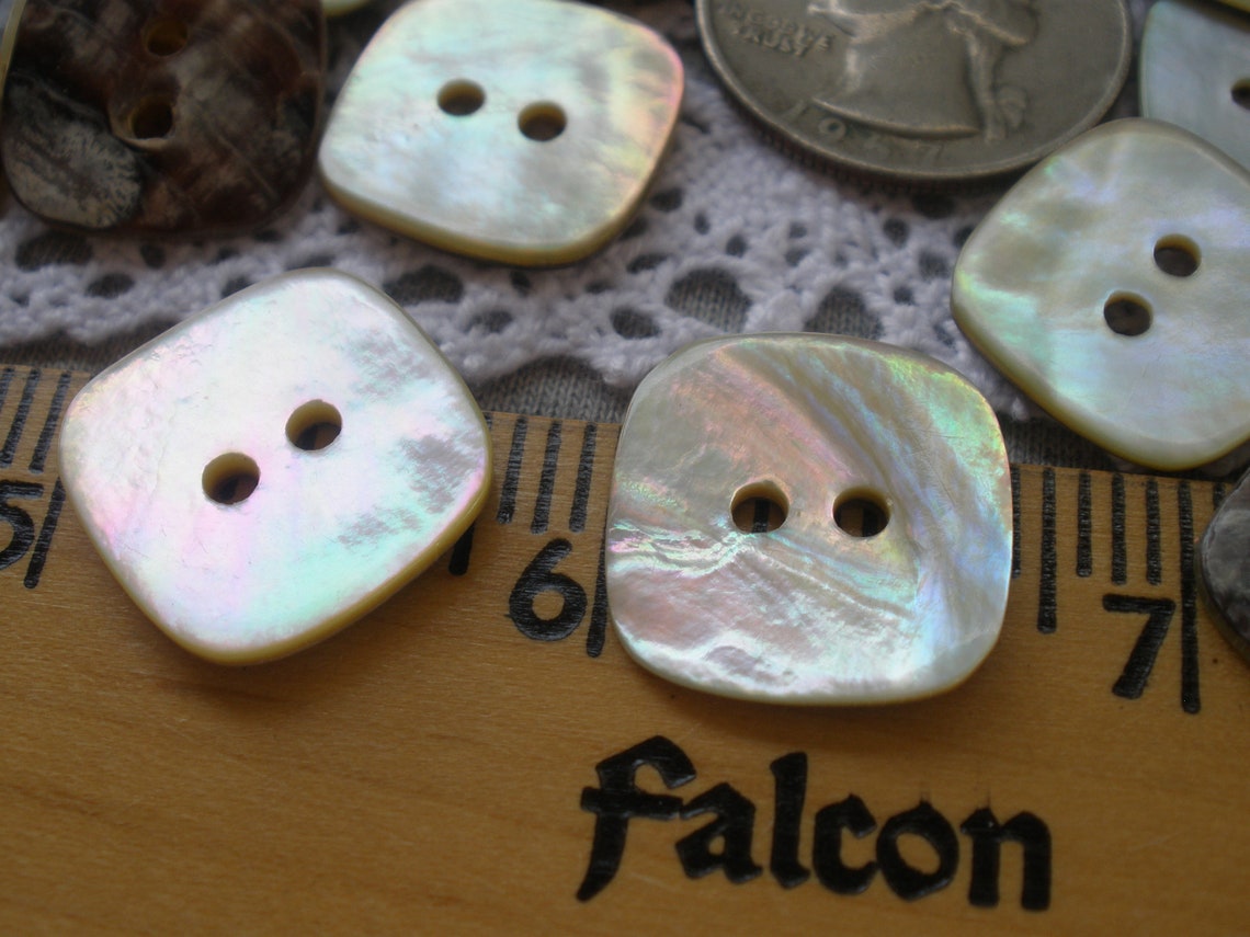 Square MOP Shell Buttons Natural 17mm by 20mm 32L 13/16" Pearly White ...