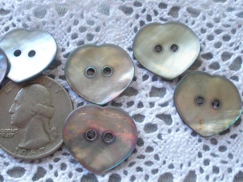 Heart Shape Pearl Smoke Buttons 20MM MOP Real Shell - Etsy