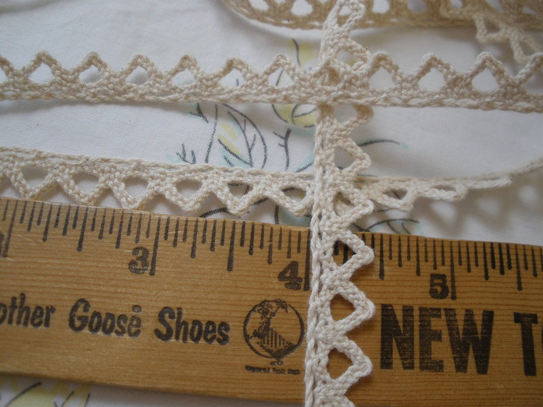 Ecru Beige Crochet Chevron Cotton Lace Trim 7/16" 10MM Wide Cluny Lace ...