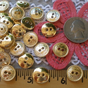 13MM Shiny Gold Textured Buttons Metallic Plastic 2 Hole Sew on 20L 1/2 ...
