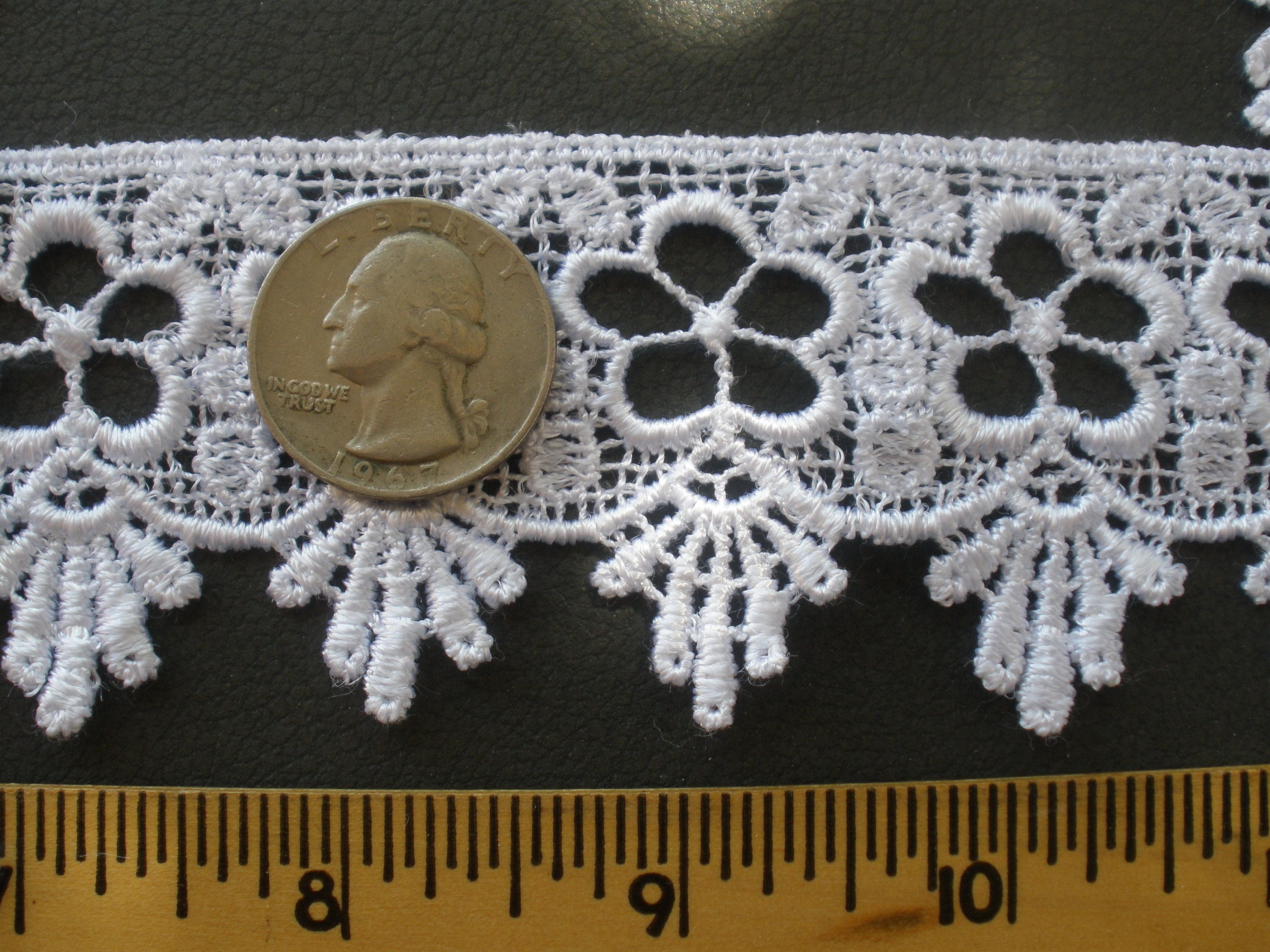 Bright White Flower Venise Lace Edging Trim 2" (50MM) Wide Bobbin ...