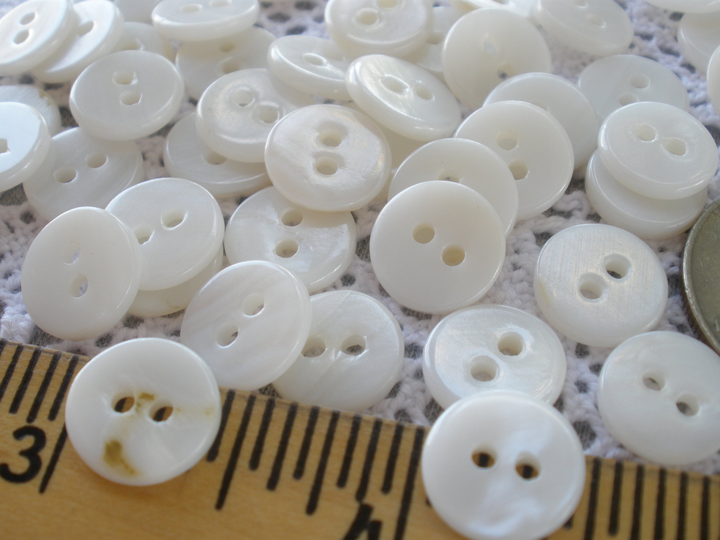 Thick Freshwater Shell MOP Buttons Pearl White 18L 7/16" 11MM 2-hole ...