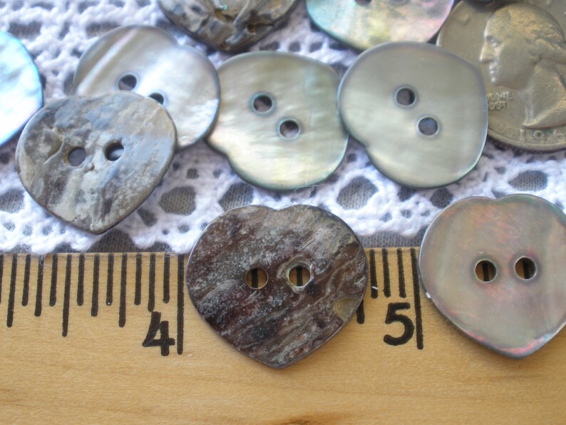 Heart Shape Pearl Smoke Buttons 20MM MOP Real Shell - Etsy