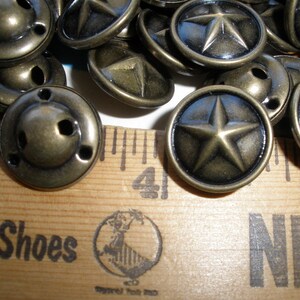 Antique Brass Bronze Star Shank Buttons Hollow Metal 24 Size 24L (5/8 ...