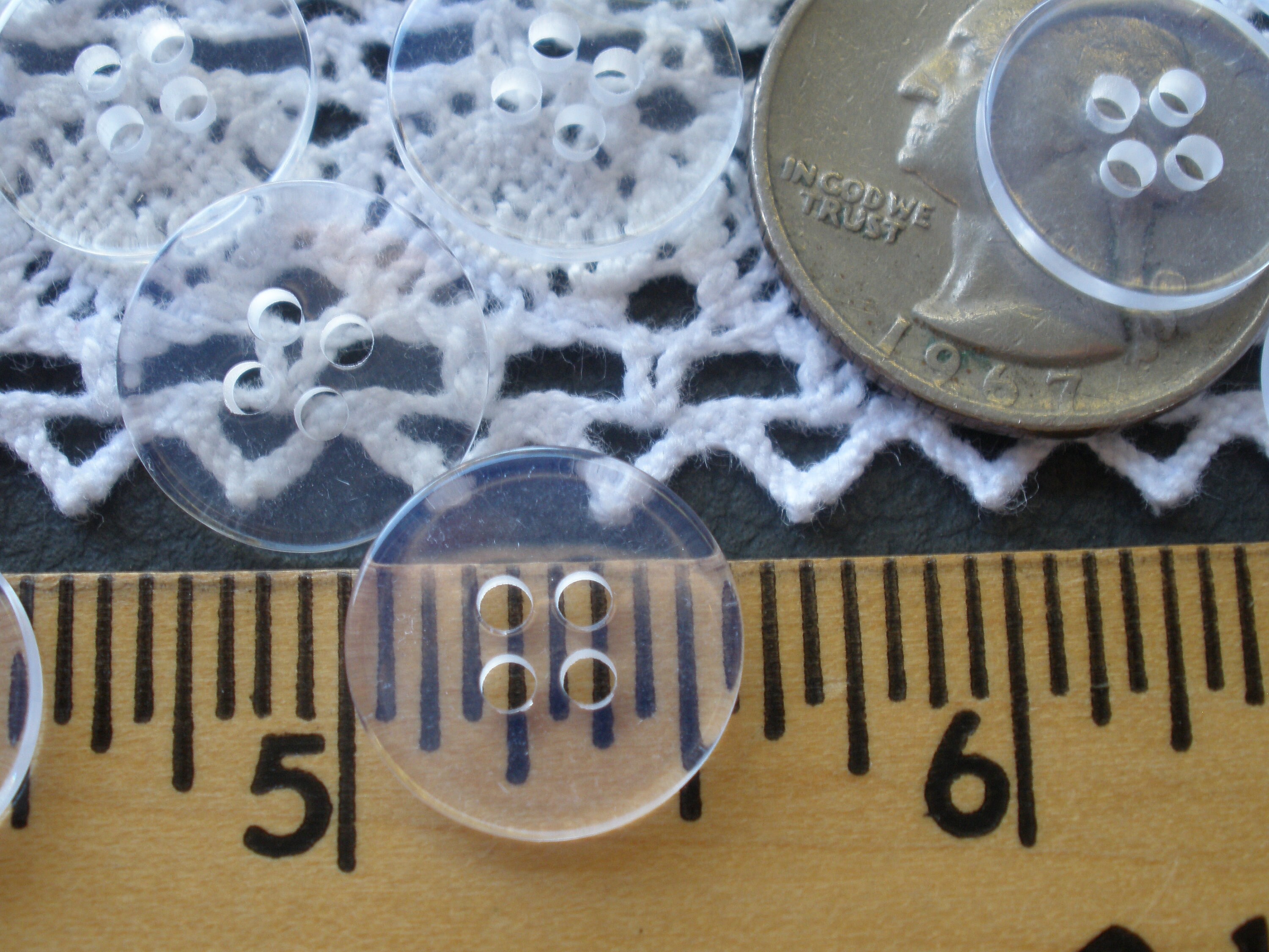 Crystal Clear Lead Free Buttons 15MM 23L 4-hole Plastic Sew on Costume ...