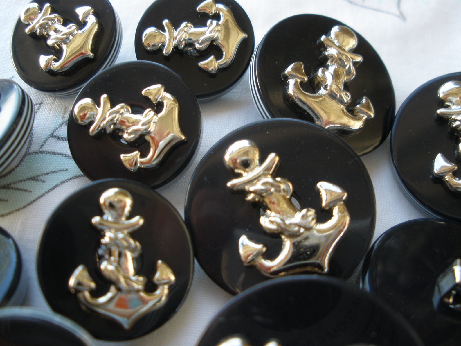 Anchor Rope Buttons Silver Plastic Shank & Black Jacket Sizes - Etsy