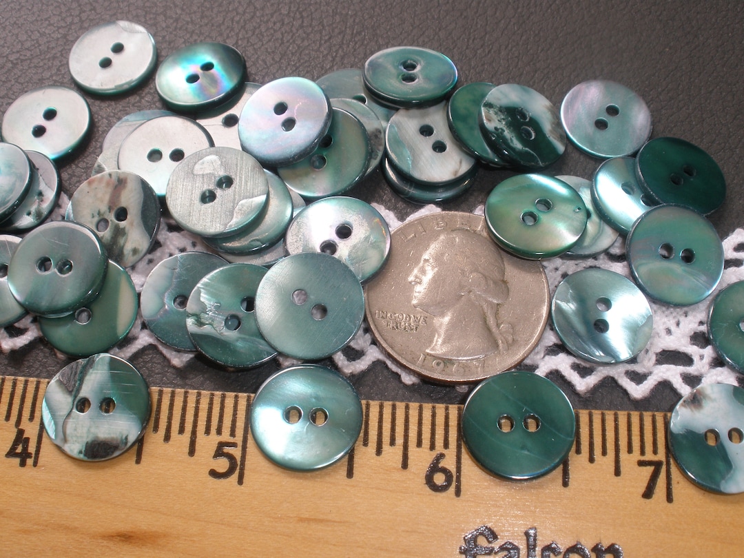 14MM Teal Green Trocas Shell Buttons 22L 9/16" MOP Sewing 2 Hole Sew on ...