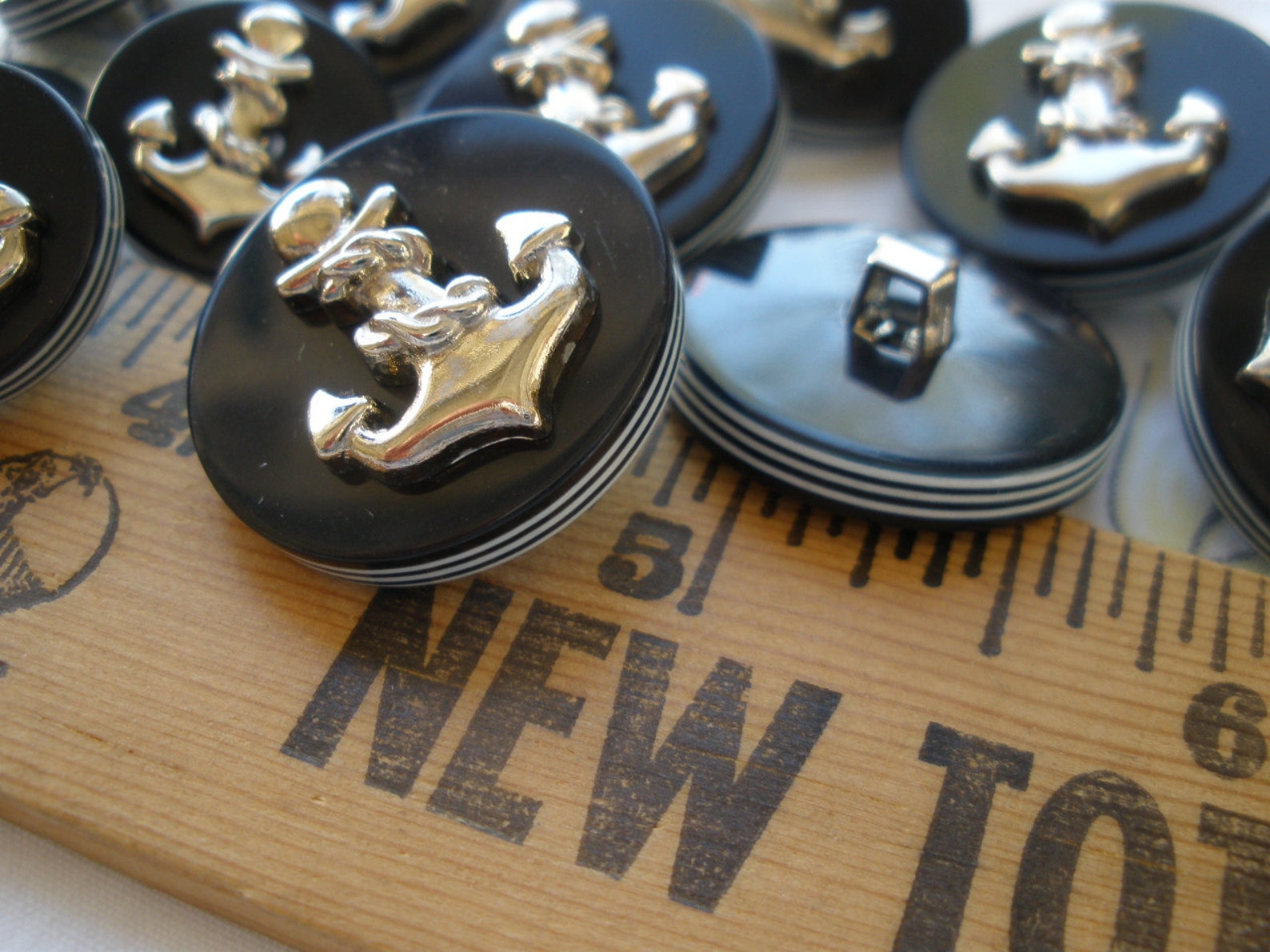 Anchor Rope Buttons Silver Plastic Shank & Black Jacket Sizes - Etsy