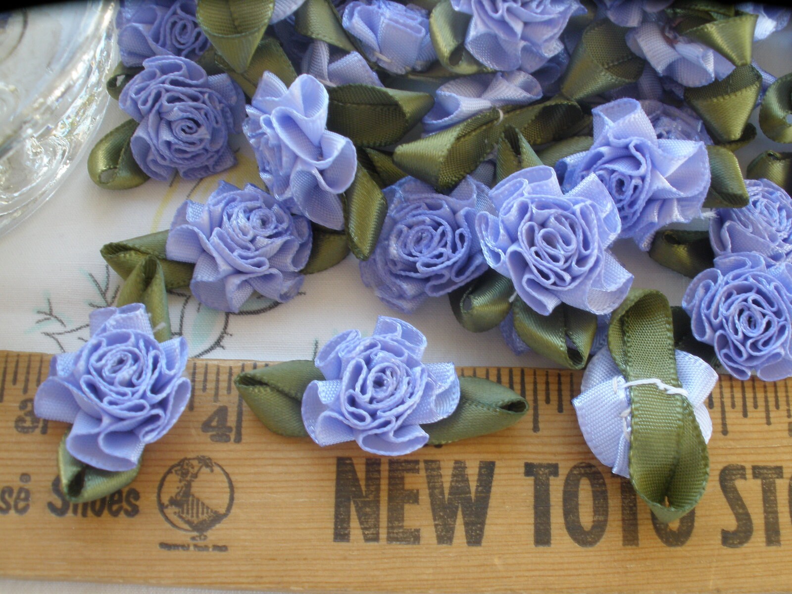 Lavender Ribbonwork Flowers Cabbage Ribbon Roses .75" Embellish T-shirt ...