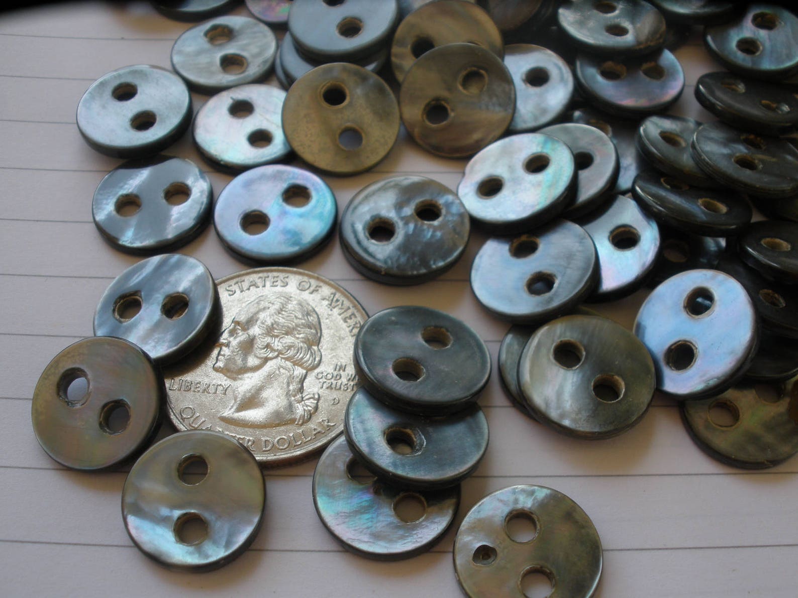Large Holes Flat Thick Gray Smoke MOP Pearl Buttons 14mm 9/16" 22L Real ...