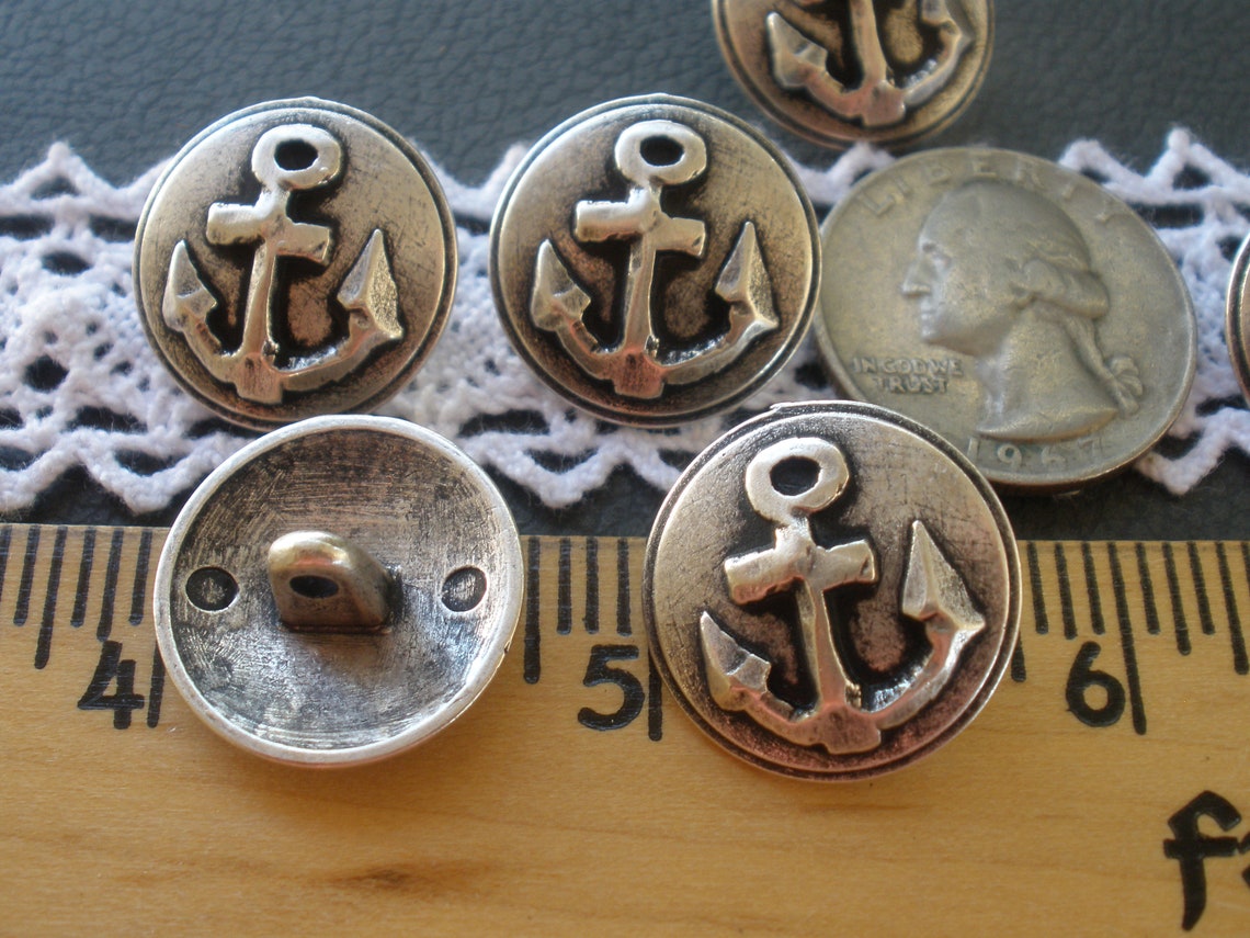 Rustic Anchor Buttons Antique Silver Pewter Color 30L - Etsy