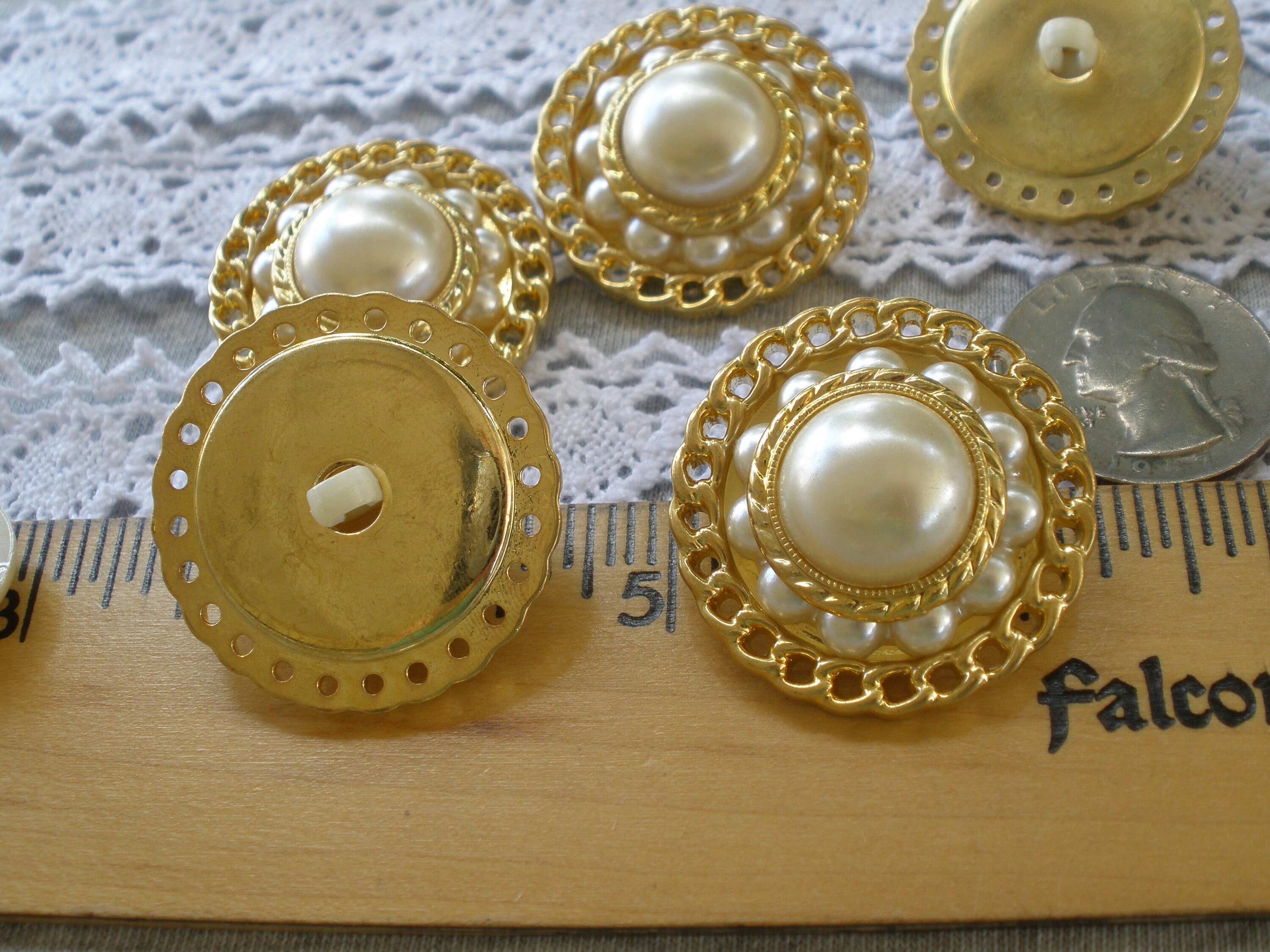 Bridal Bouquet Buttons Faux Pearl & Gold 48L 30mm plastic | Etsy