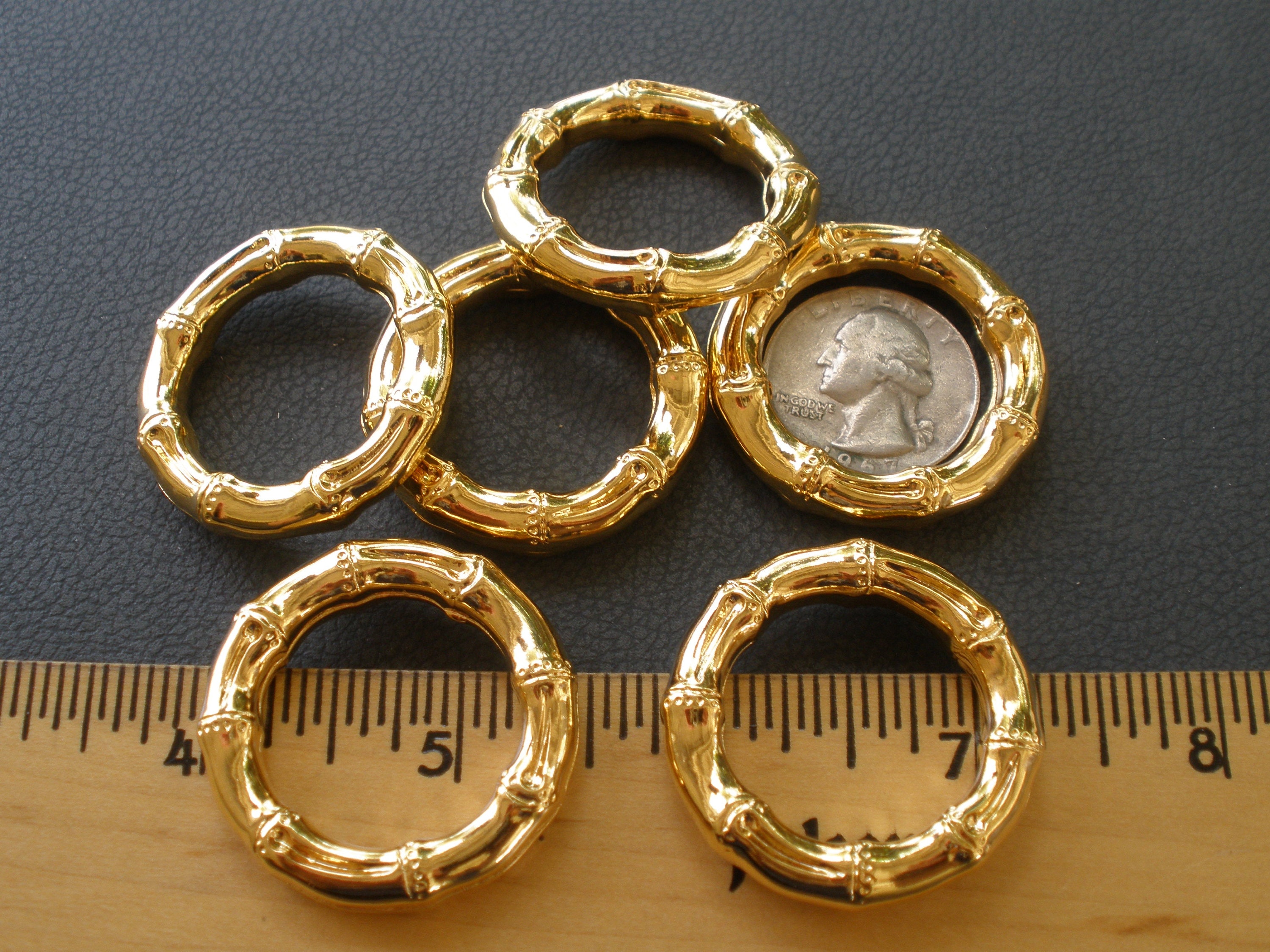 Hollow Gold Color Macrame Rings 1.5 bamboo shape | Etsy