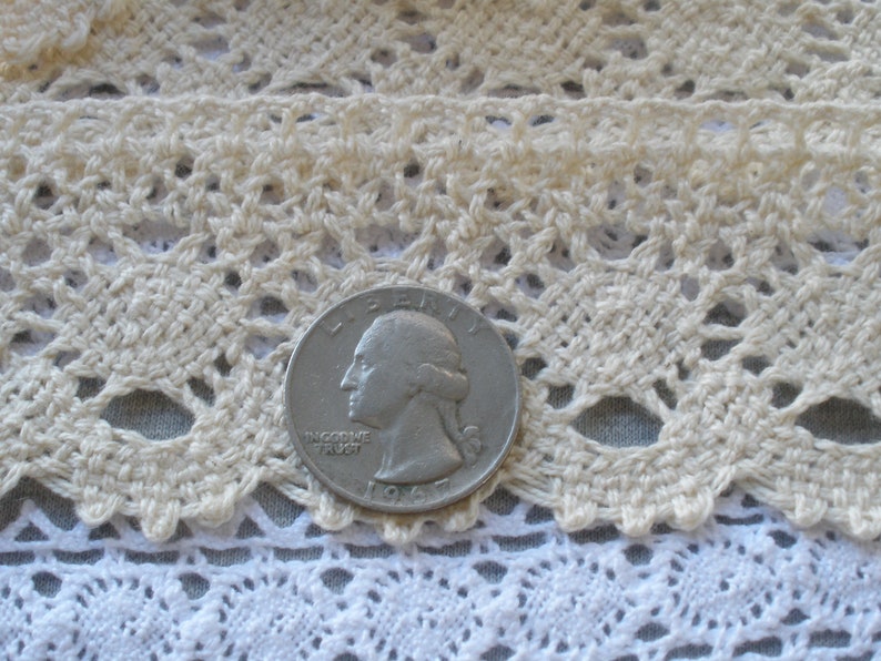 Ecru Natural Color Lace Cotton Trim 1 7/8" Wide Crochet or Bobbin Look ...