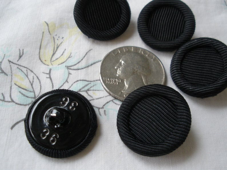 Fancy Black Textured Cloth Covered Buttons Halo Shank 36L 23MM 7/8 ...