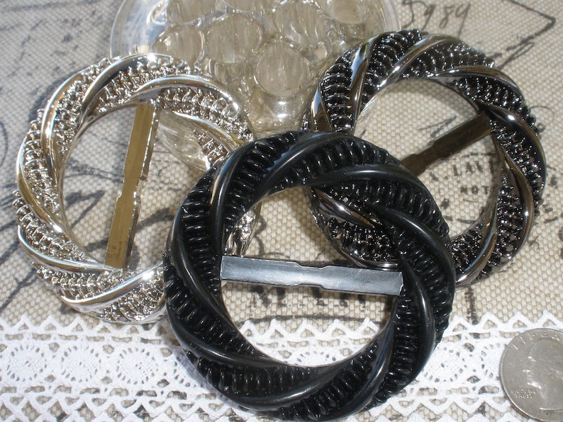 Steampunk Buckle Variety Textured Matte Black Silver & Gunmetal Gray ...