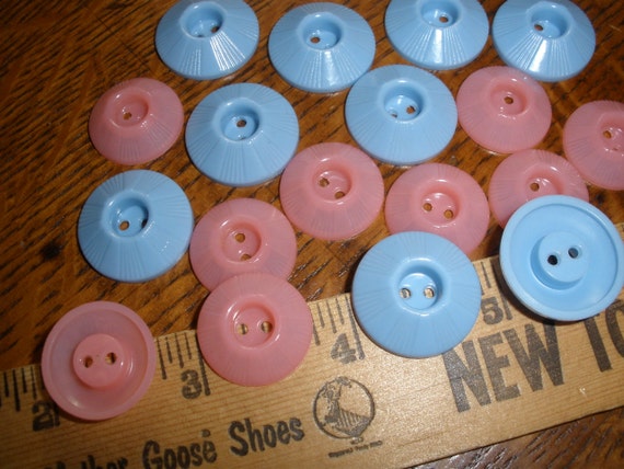 Cool Vintage Buttons Inkwell Pink 3/4 & Baby Sky Blue | Etsy