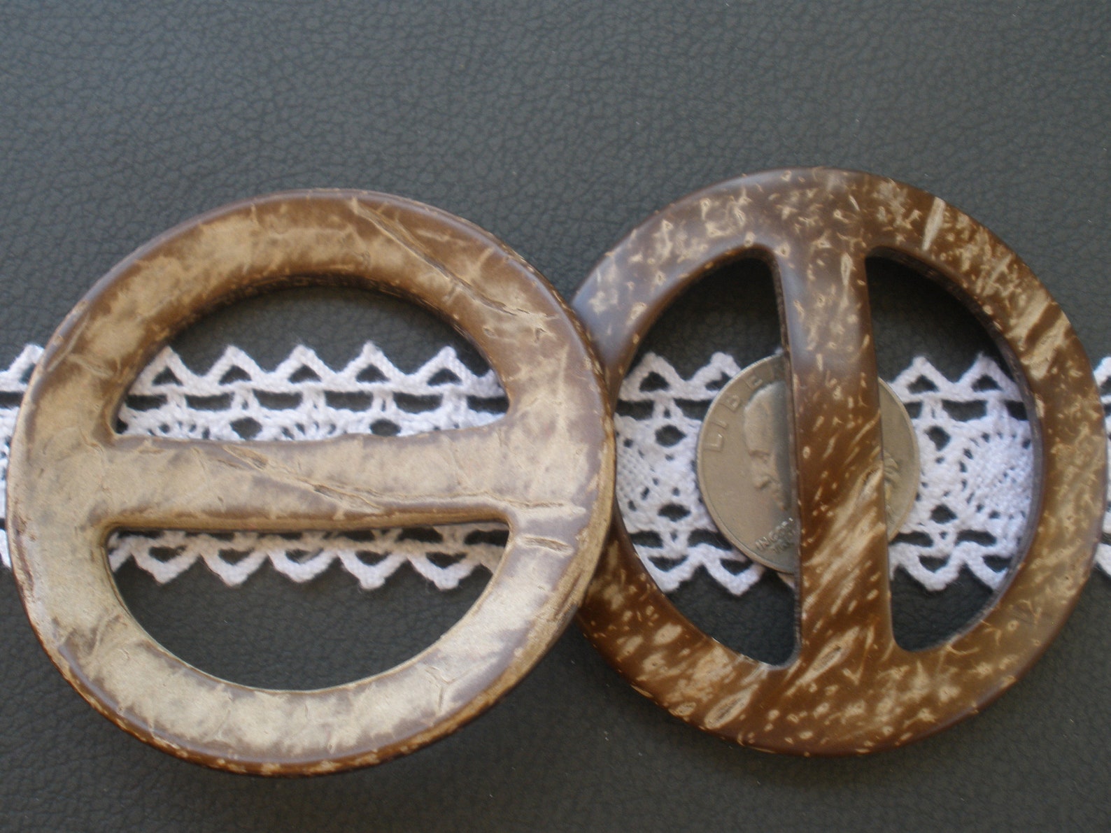 Medium Coconut Shell Buckle Slider Sarong Pareo Tie Round 1 5/8" Inside ...