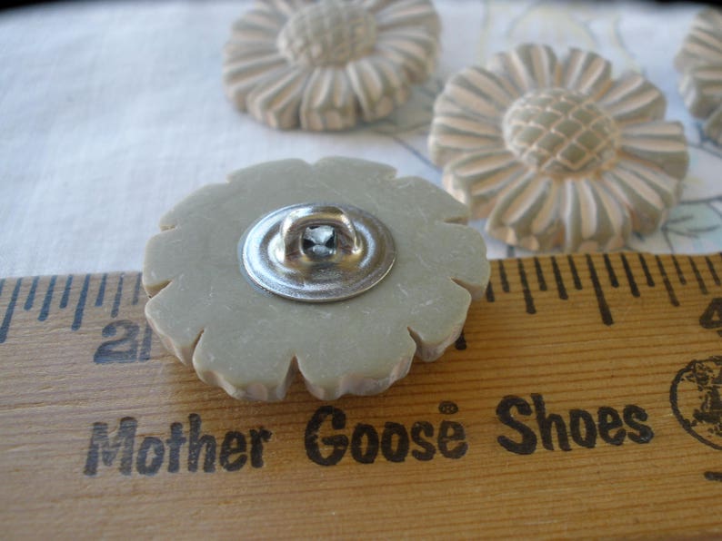 Carved Flower Shank Buttons Palest Pink on Putty 45L 28mm | Etsy