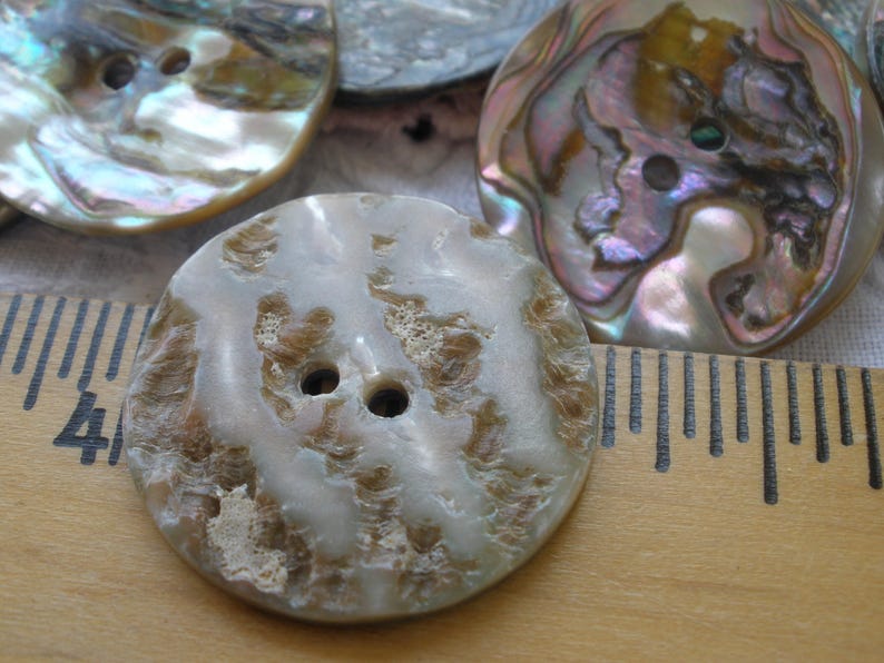28MM Abalone Shell Buttons Natural 1 1/8 Inch 45L Pearly Rainbow MOP ...