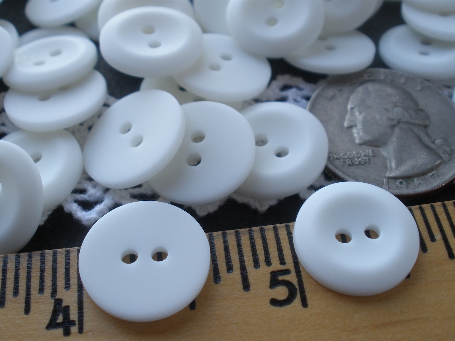 16MM Matte White Plastic Buttons 24L 2-hole Sew on 24 Pcs 5/8" Wedding ...