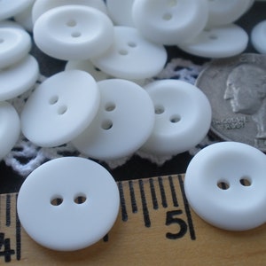 16MM Matte White Plastic Buttons 24L 2-hole Sew on 24 Pcs 5/8" Wedding ...