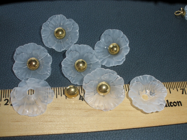 30MM Frosted Acrylic 3D flower buttons 8MM faux pearl or 10MM | Etsy